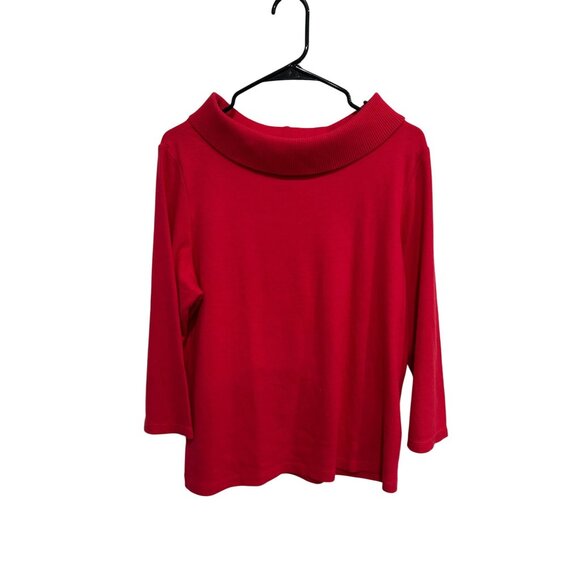 Rafaella | Tops | Rafaella Womens Red Ribbed Collar Long Sleeve Knit ...